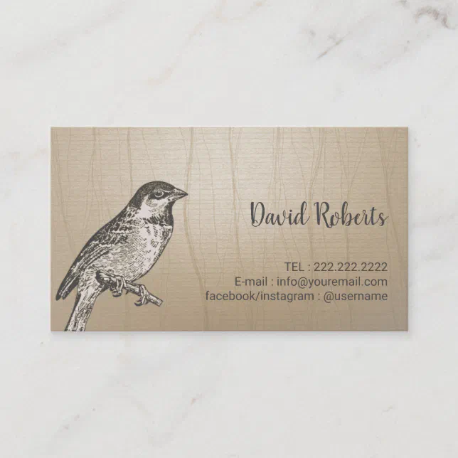 Vintage Sparrow Calling Card | Zazzle