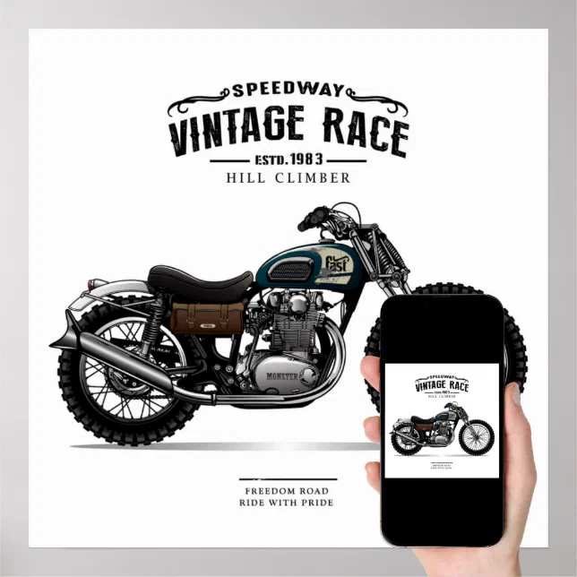 Vintage Speedway Chopper Motorcycle Poster | Zazzle