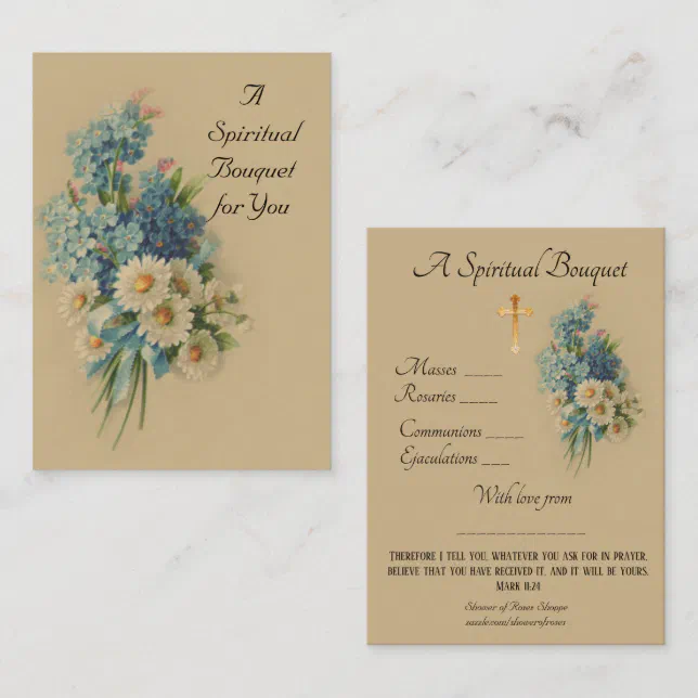 Vintage Spiritual Bouquet Prayer Holy Card | Zazzle