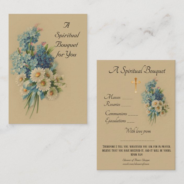 Vintage Spiritual Bouquet Prayer Holy Card | Zazzle.com