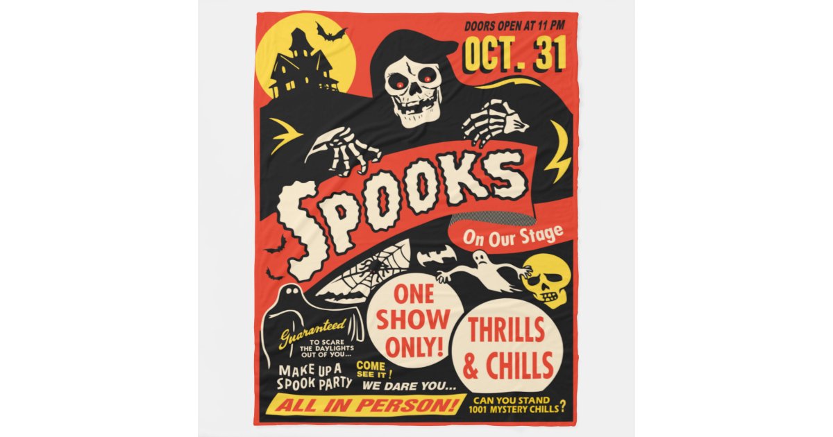Vintage Spook Show Poster Large Fleece Blanket | Zazzle