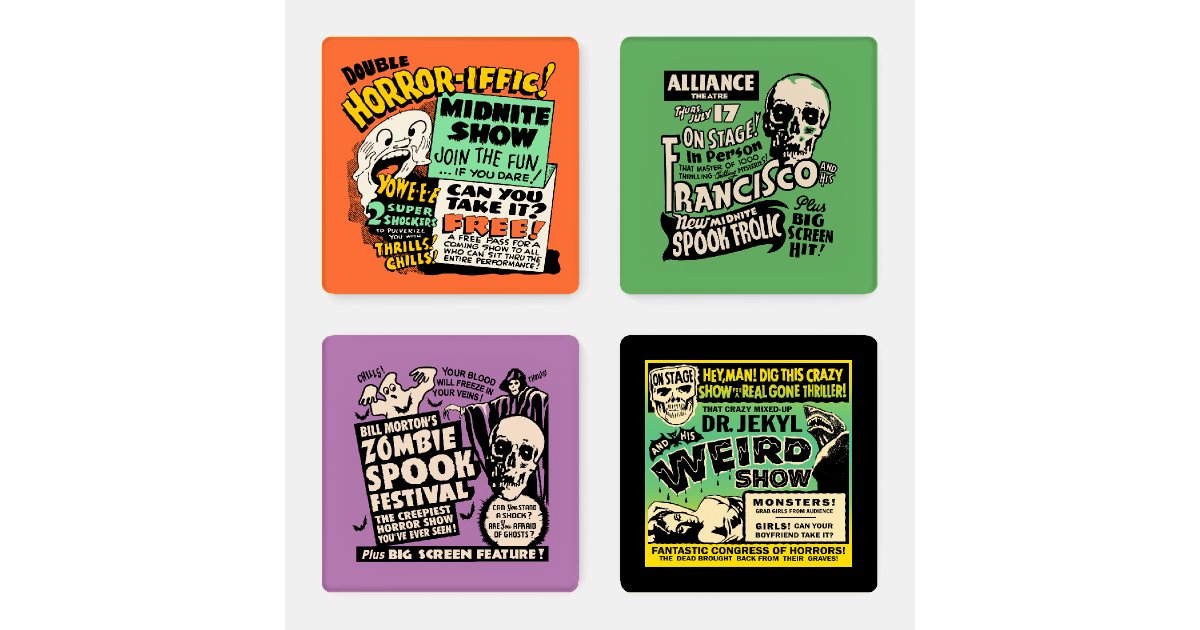 Vintage Spook Show Posters Coaster Set | Zazzle