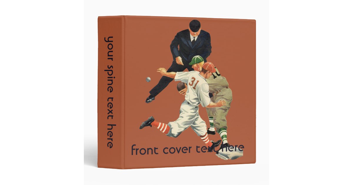 Vintage Sports Baseball Players Safe at Home Plate 3 Ring Binder | Zazzle