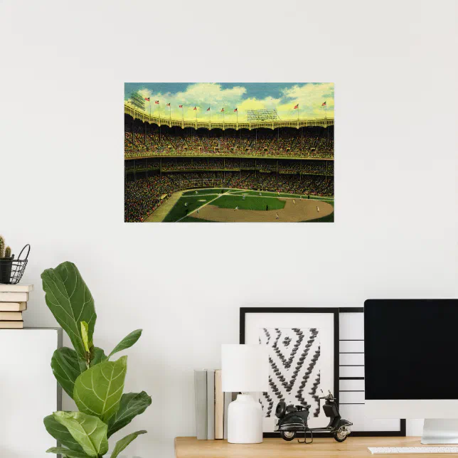 Vintage Sports Baseball Stadium with Crowds Poster | Zazzle