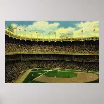 Vintage Sports Baseball Stadium with Crowds Poster | Zazzle