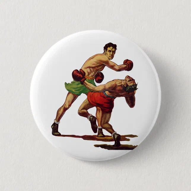 Vintage Sports Boxing, Boxers in a Fight Button | Zazzle