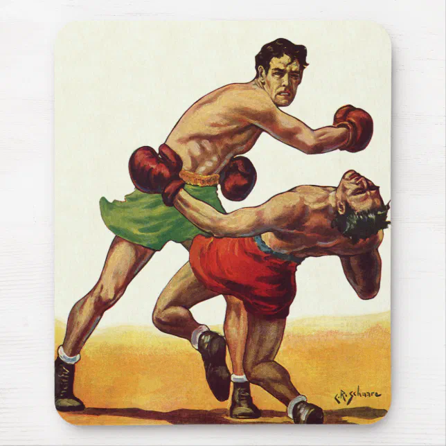 Vintage Sports Boxing, Boxers in a Fight Mouse Pad | Zazzle