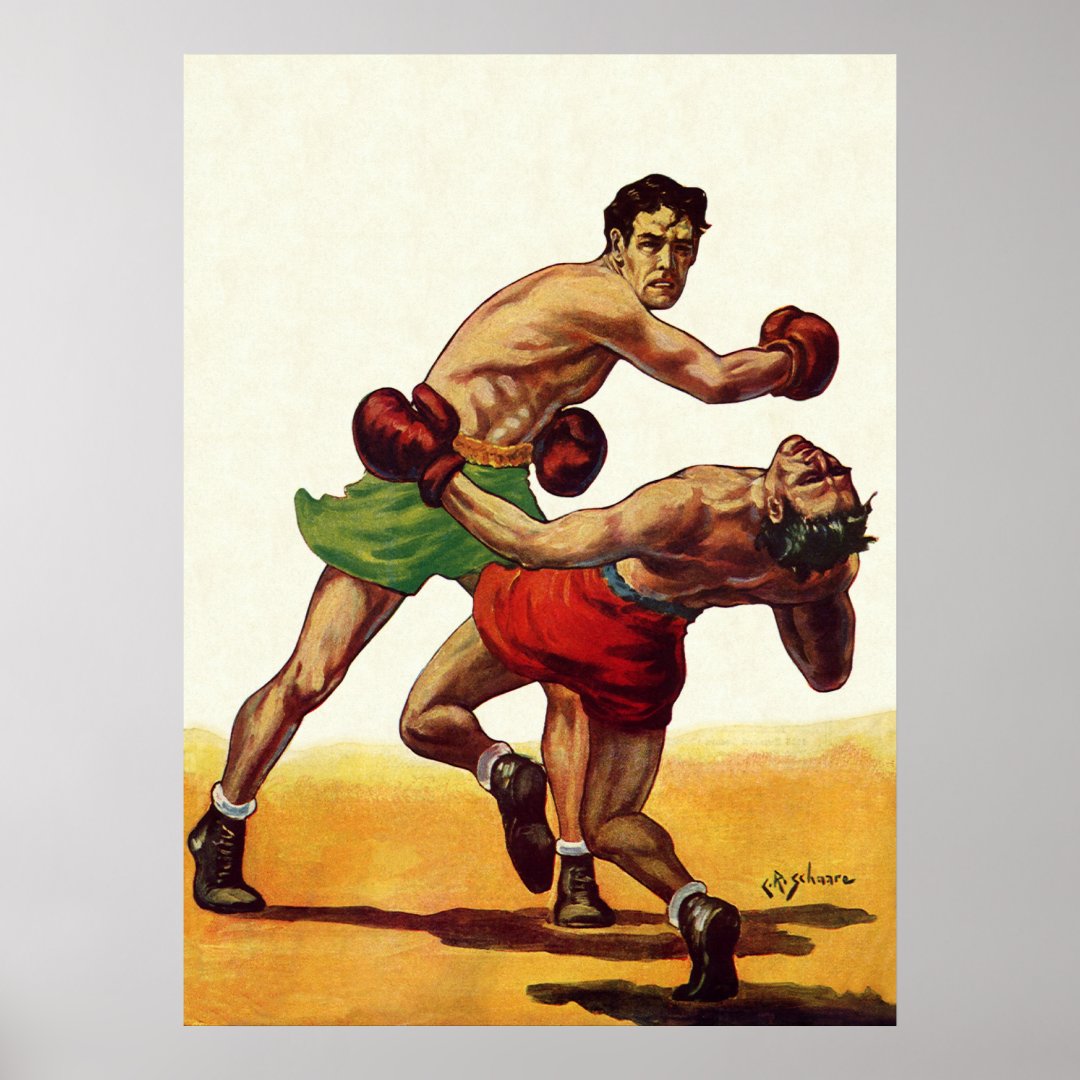 Vintage Sports Boxing, Boxers in a Fight Poster | Zazzle