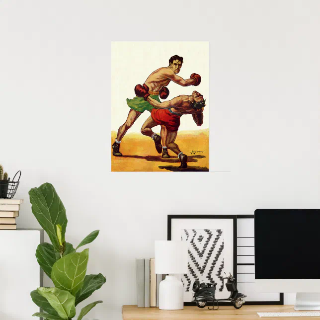 Vintage Sports Boxing, Boxers in a Fight Poster | Zazzle