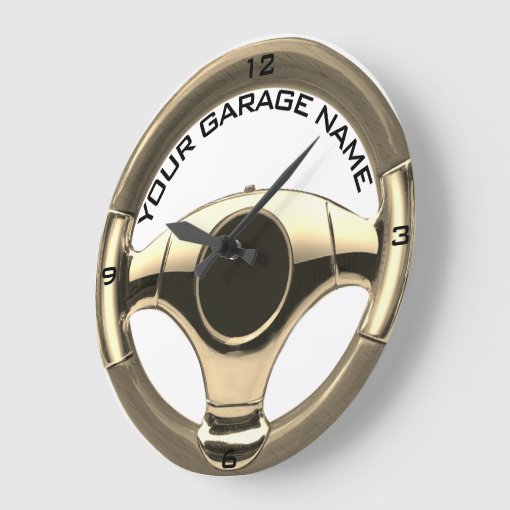 vintage sports car wood chrome steering wheel large clock | Zazzle