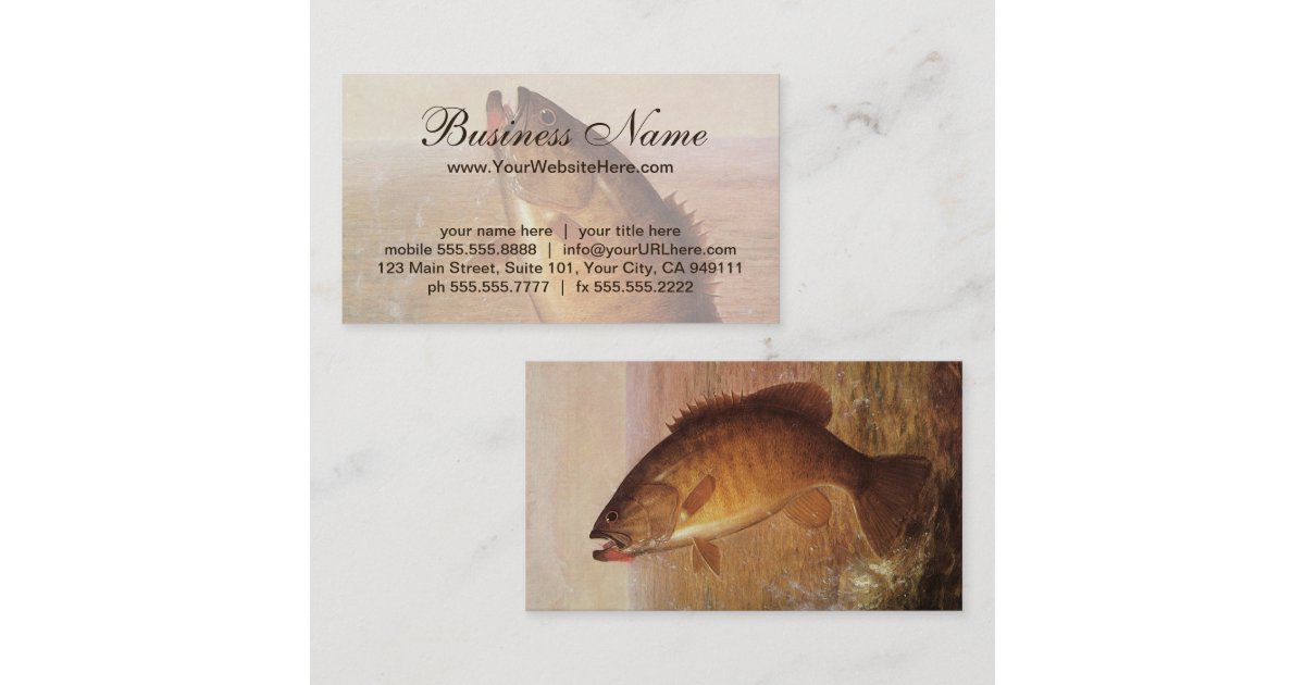 Vintage Sports Fishing, Largemouth Brown Bass Fish Business Card | Zazzle