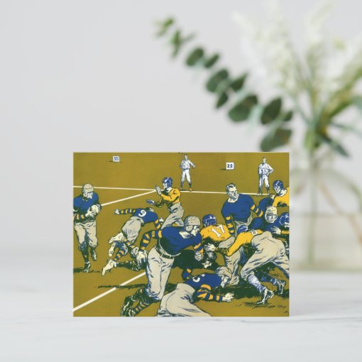 Vintage Sports Football Game, Gold vs. Blue Teams Postcard | Zazzle