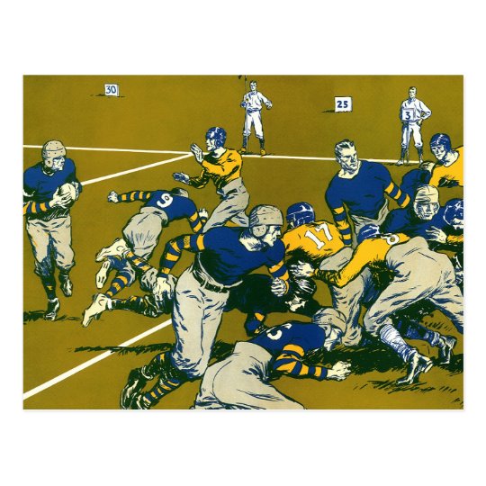 Vintage Sports Football Game, Gold vs. Blue Teams Postcard | Zazzle.com