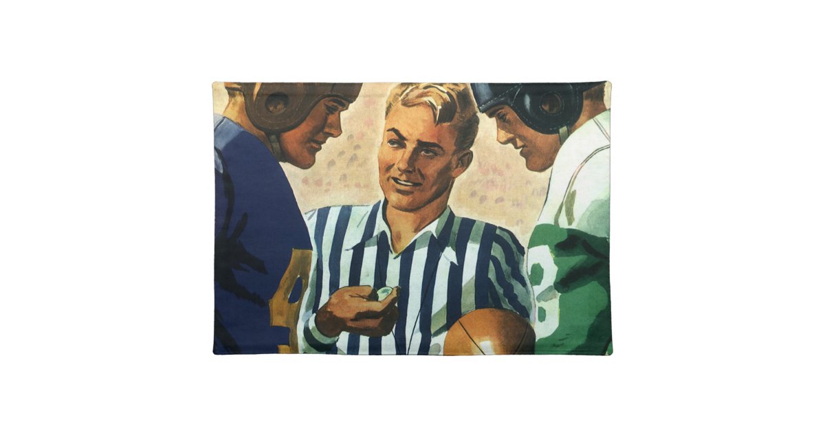 Vintage Sports, Football Referee Coin Toss Cloth Placemat | Zazzle