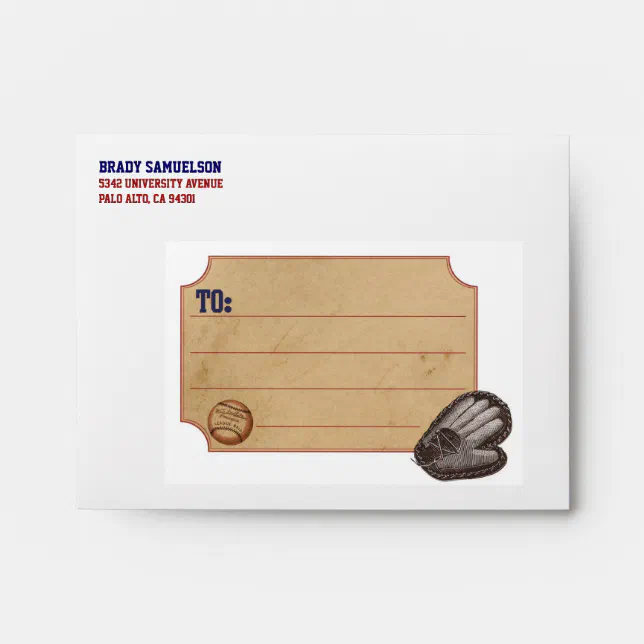 Vintage Sports Personalized Envelope - Baseball | Zazzle