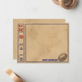 Vintage Sports Personalized Note Cards - Football | Zazzle