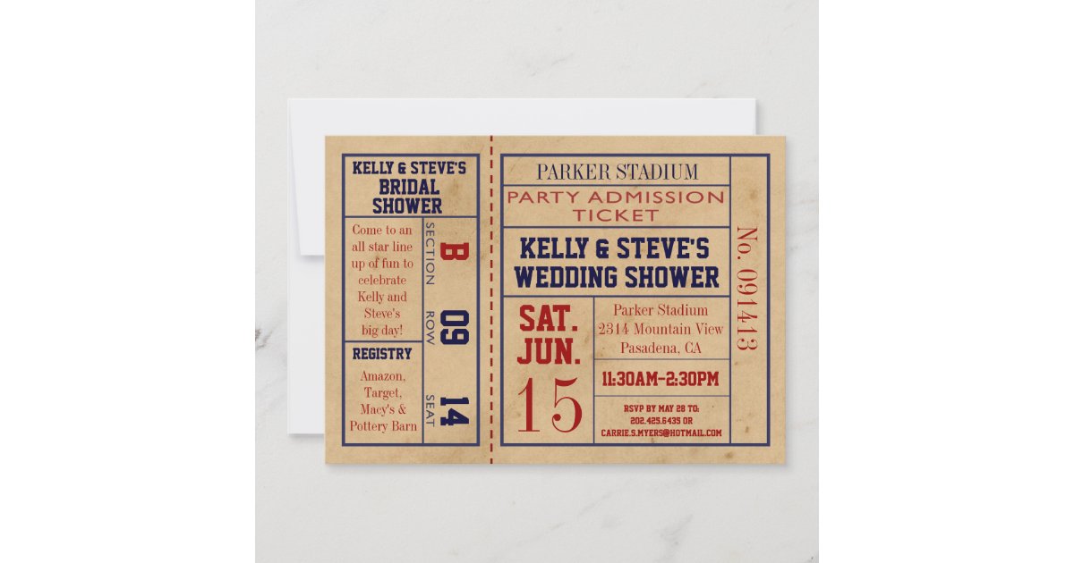 Vintage Sports Ticket Bridal Shower Invite - Bball | Zazzle