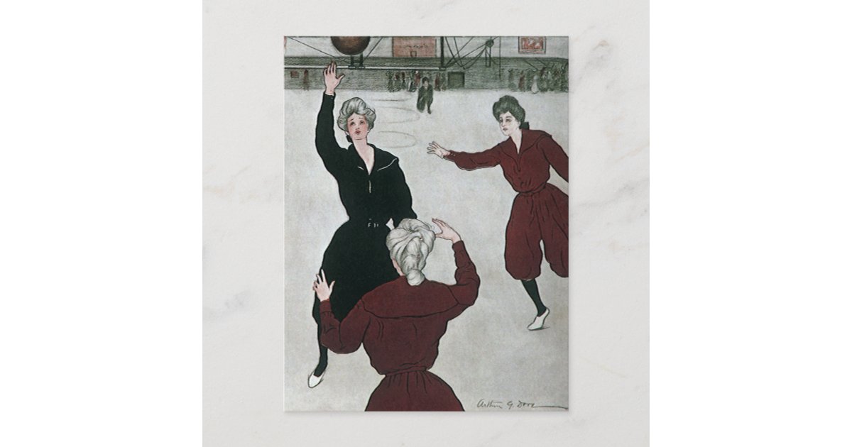 Vintage Sports, Women's Basketball Players in Game Postcard | Zazzle