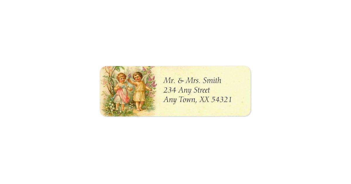 Vintage Spring Cherubs Label | Zazzle