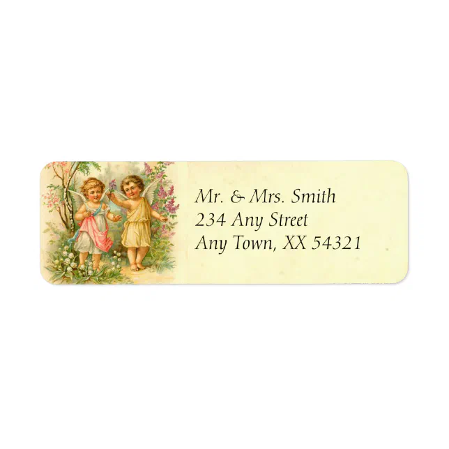 Vintage Spring Cherubs Label | Zazzle