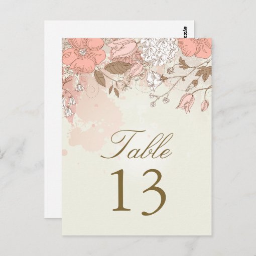 Vintage Spring Flowers Table Number Postcard | Zazzle