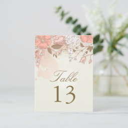 Vintage Spring Flowers Table Number Postcard | Zazzle