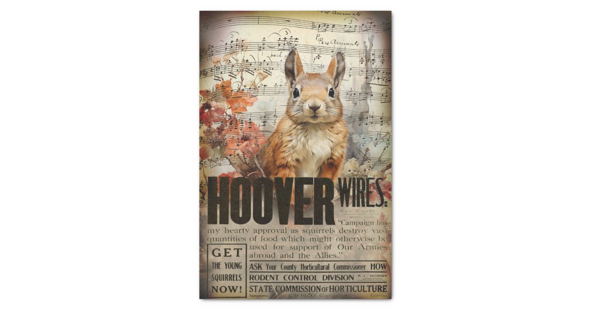 Vintage Squirrel Ephemera Decoupage Tissue Paper | Zazzle