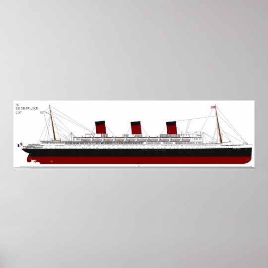 Vintage SS Ile de France Ocean Liner Diagram Poster | Zazzle.com