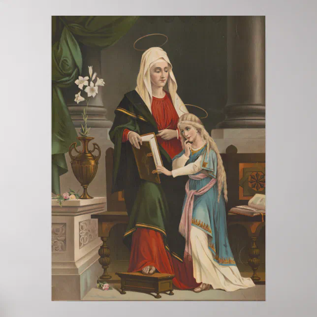 Vintage St. Anne and Virgin Mary Catholic Poster | Zazzle