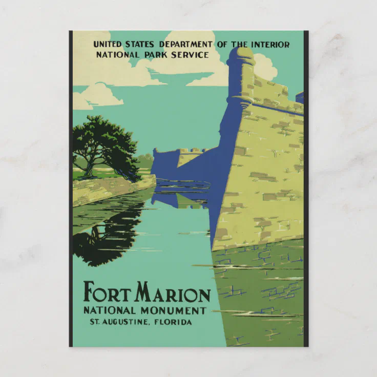 Vintage St Augustine Florida Fort Marion Travel Postcard | Zazzle