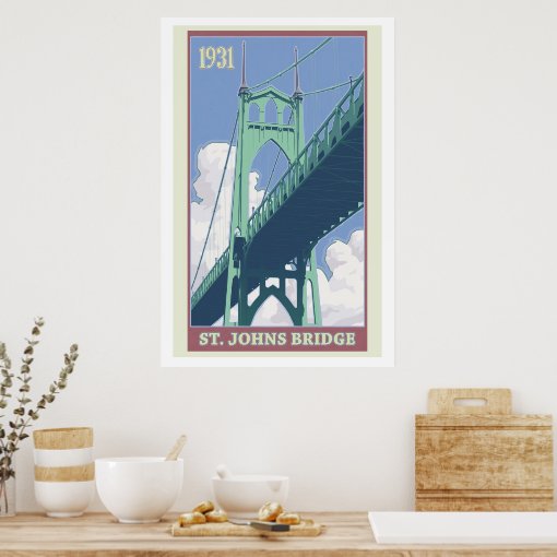 Vintage St. Johns Bridge Travel Poster | Zazzle
