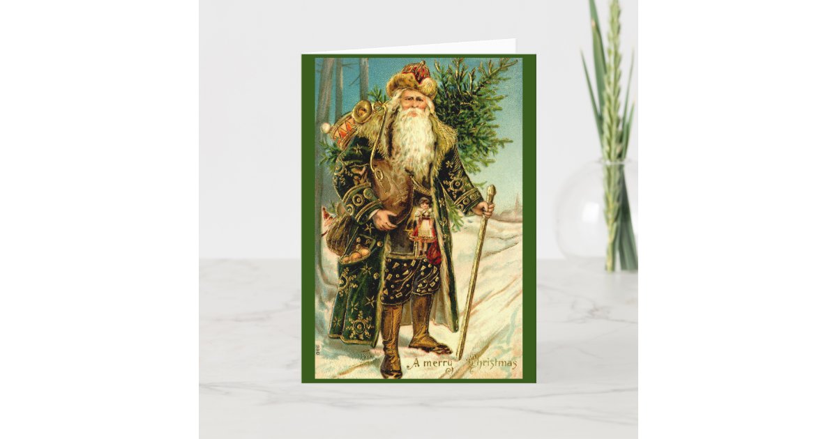 Vintage St Nicholas Santa Christmas Card | Zazzle