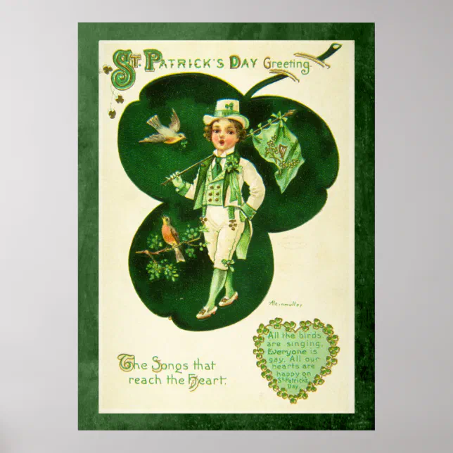 Vintage St Patrick's Greeting Poster | Zazzle