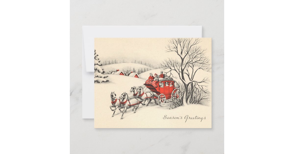 Vintage Stagecoach Flat Card | Zazzle