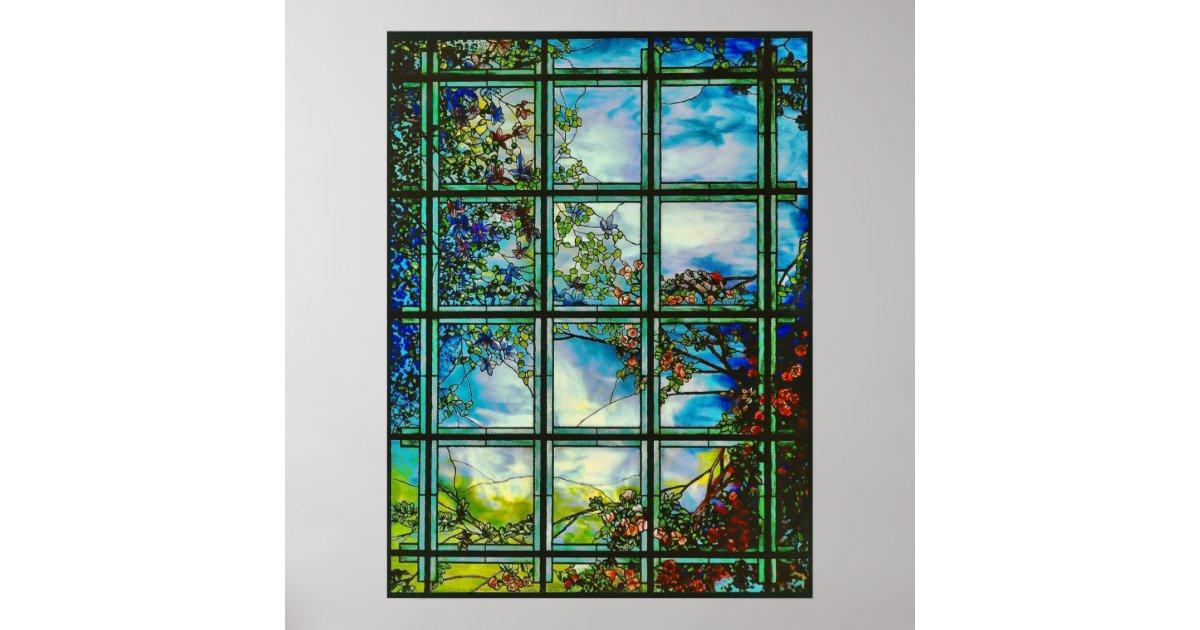 Vintage Stained Glass Scenic Window Poster | Zazzle