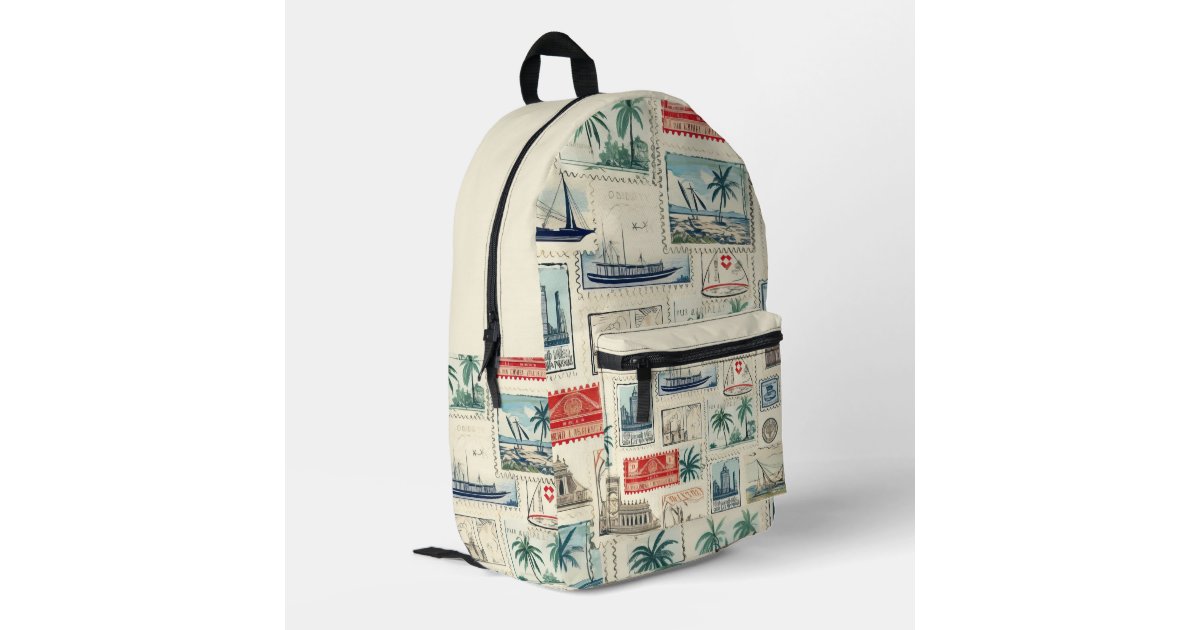 Vintage Stamps Printed Backpack | Zazzle
