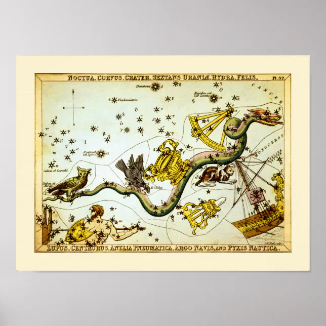 Vintage Star Map - Constellation Atlas Poster | Zazzle