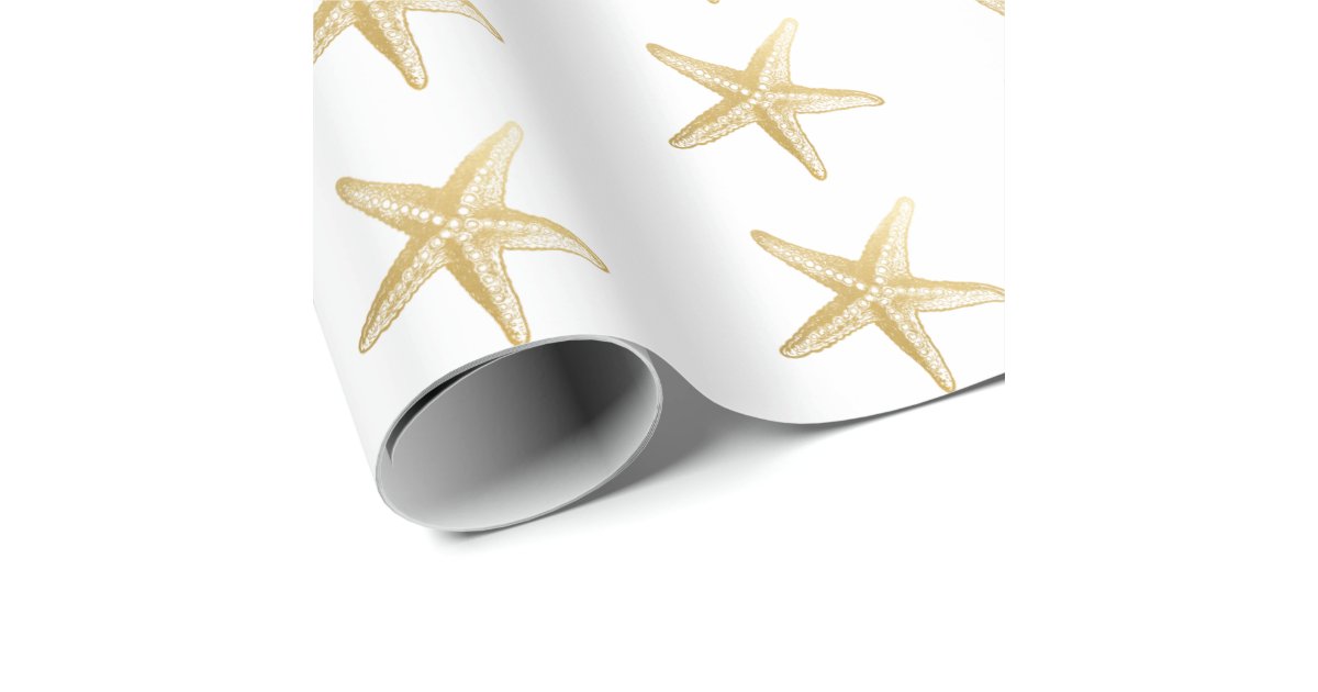 Vintage Starfish Sketch White Wrapping Paper | Zazzle