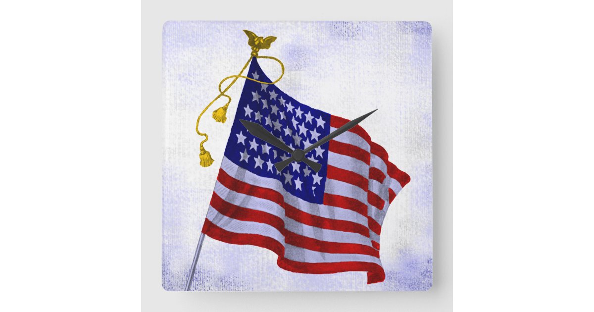 Vintage Stars and Stripes US Flag Clock | Zazzle