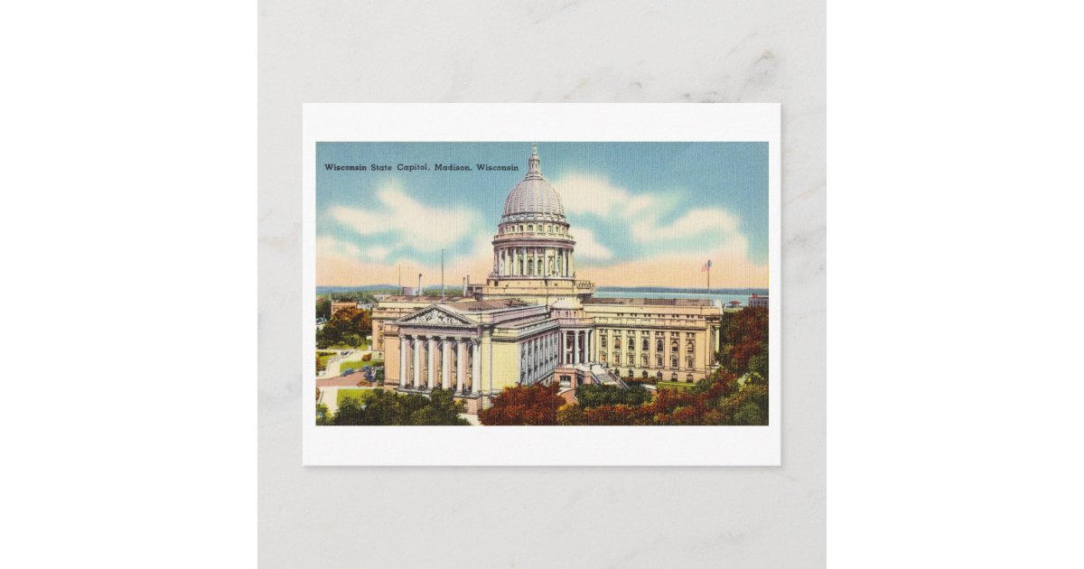 Vintage State Capitol in Madison, Wisconsin Postcard | Zazzle