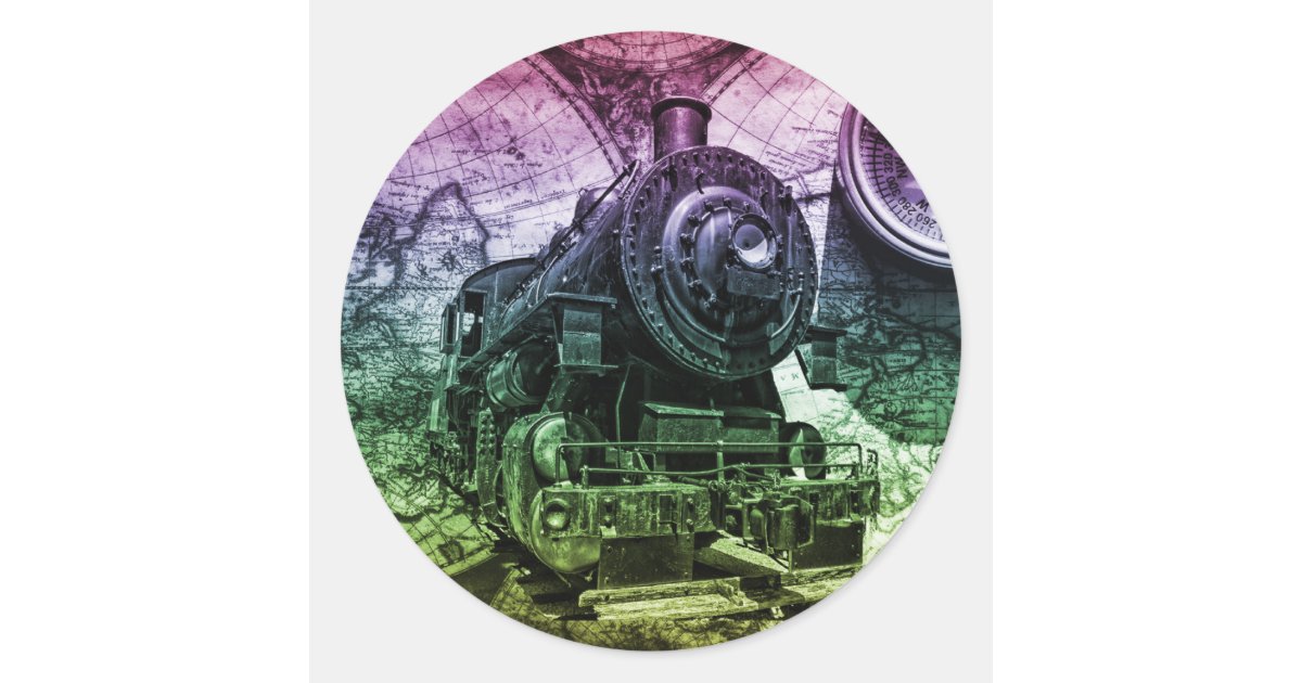 Vintage Steam Engine Locomotive Classic Round Sticker | Zazzle