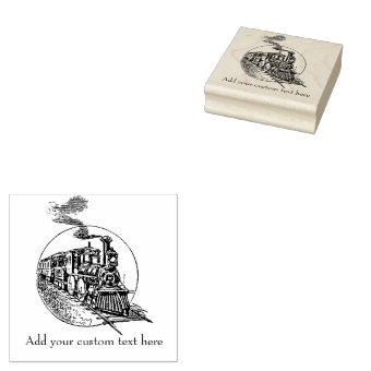 Vintage Steam Engine Locomotive Train with Text Rubber Stamp | Zazzle