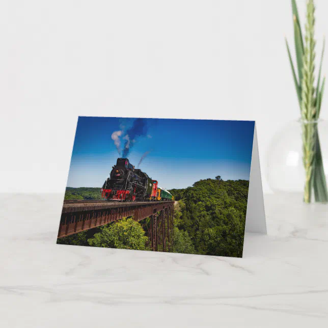 Vintage Steam Locomotive Railroad Fan Blank Card | Zazzle