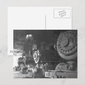 Vintage Steam Locomotive Roundhouse Postcard | Zazzle