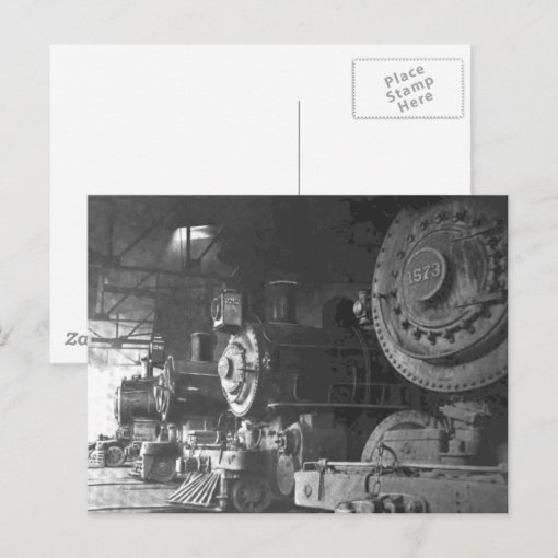 Vintage Steam Locomotive Roundhouse Postcard | Zazzle