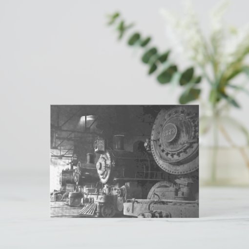 Vintage Steam Locomotive Roundhouse Postcard | Zazzle