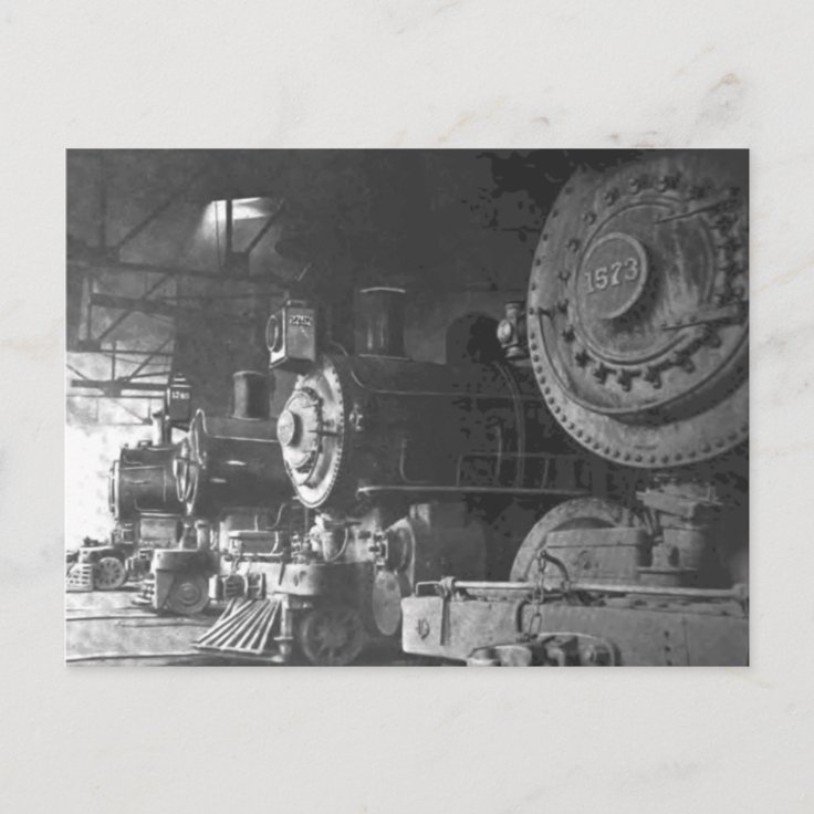 Vintage Steam Locomotive Roundhouse Postcard | Zazzle