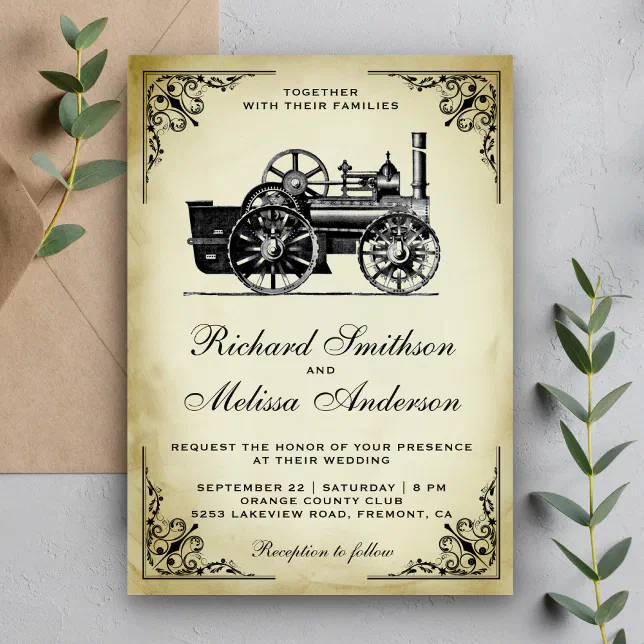 Vintage Steam Locomotive Wedding Invitation | Zazzle