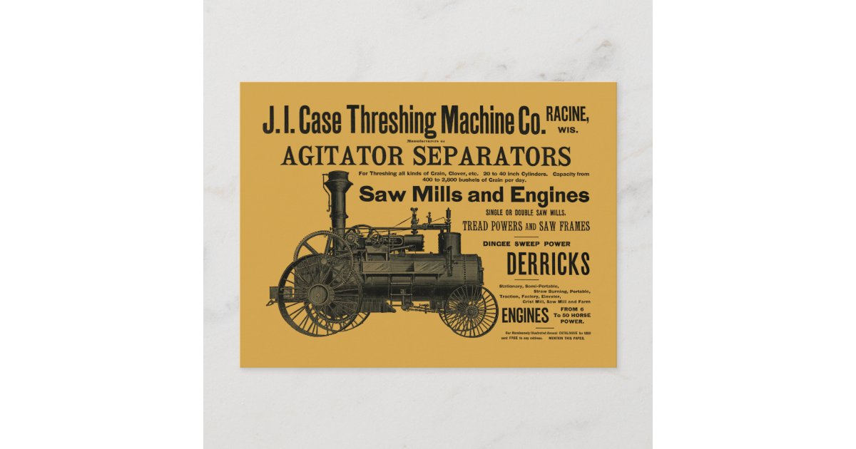 Vintage Steam Traction Tractor Farm Farming 1889 Postcard | Zazzle