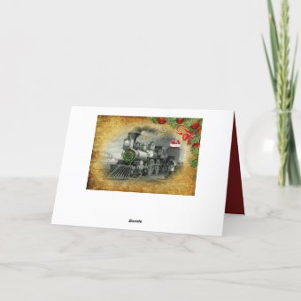 Vintage Steam Train Christmas Holiday Card | Zazzle